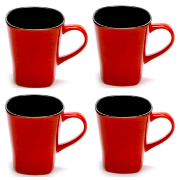 Home Trends | Dining | Home Trends Rave Red Square Stoneware 4 Oz Mugs ...